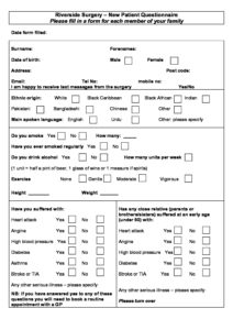 New Patient Questionnaire – The Riverside Surgery